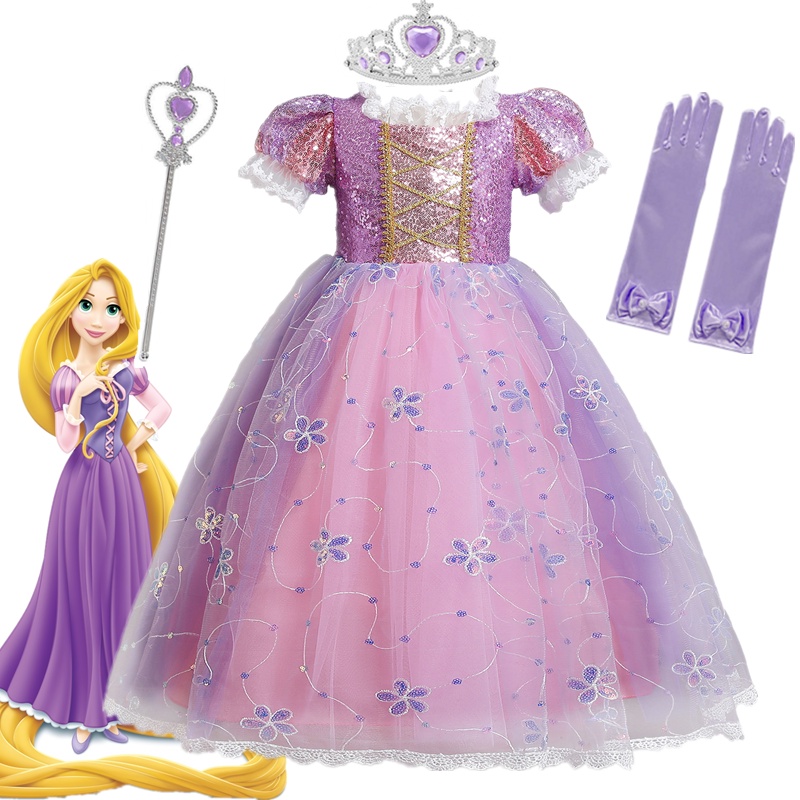 WFRV Disney Princess Party Dress up for Girls Halloween Rapunzel ...