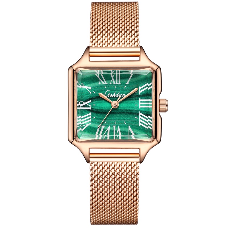 Top Brand Luxury Square Fashion Versatile Women's Small Green Watch ...
