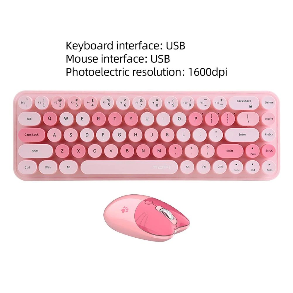 MOFii Idol Nice Looking Wireless Cute Mini Keyboard and Mouse Set Retro ...