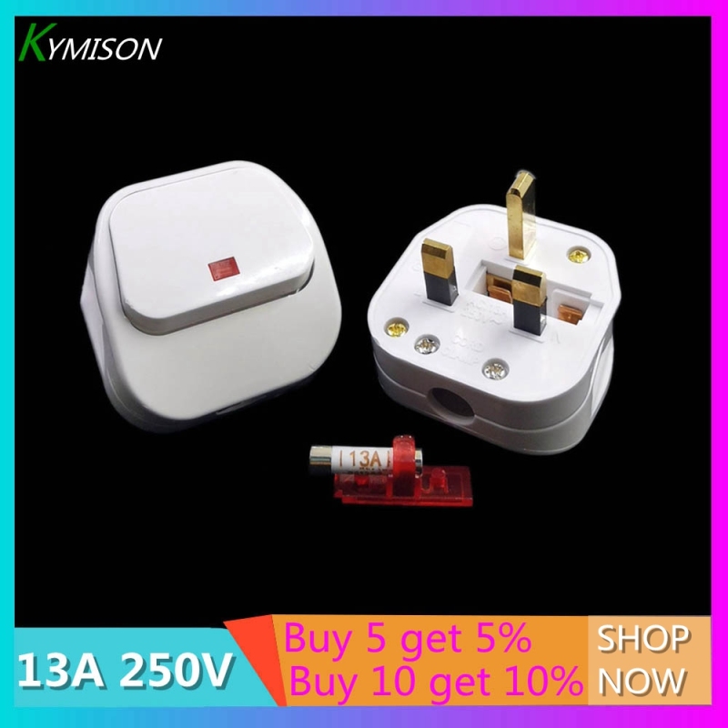 White 13A 250V Rewireable Sigapore Malaysia Plug With Fuse And Power ...