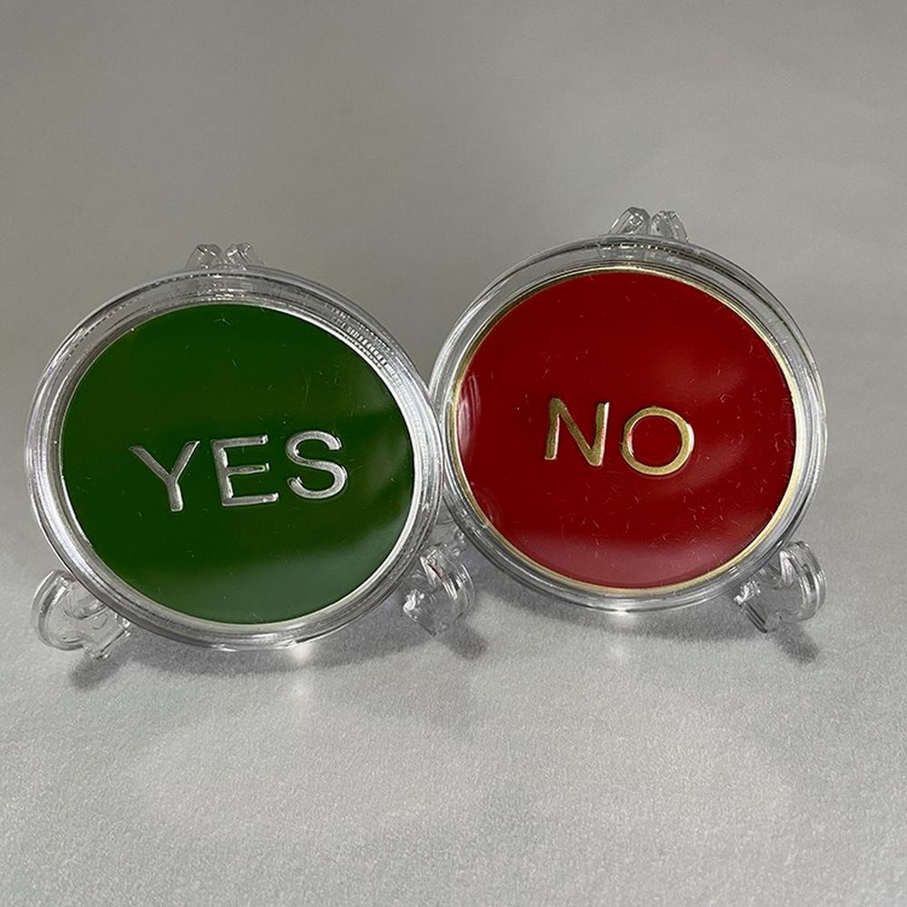 Colorful Yes/No Decision Coin Green Represents YES Red Represent NO ...