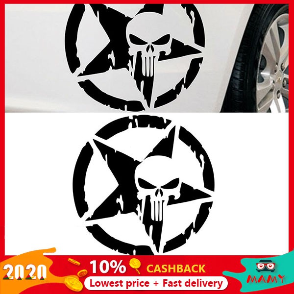 mamy 1pc Army Star Punisher Skull Car Body Window Funny Sticker Decal ...