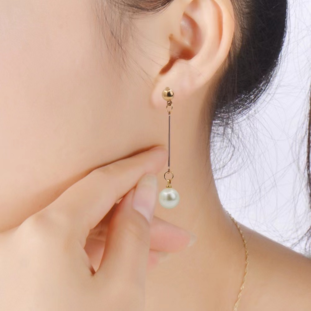 1Pair Women's Long Bar Faux Pearl Drop Earrings DH009 | Shopee Philippines