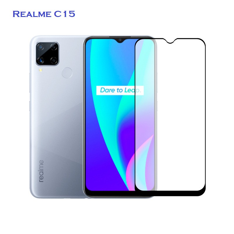 Tempered Glass Full OPPO Realme C15 Anti-Scratch Full Cover Glass ...