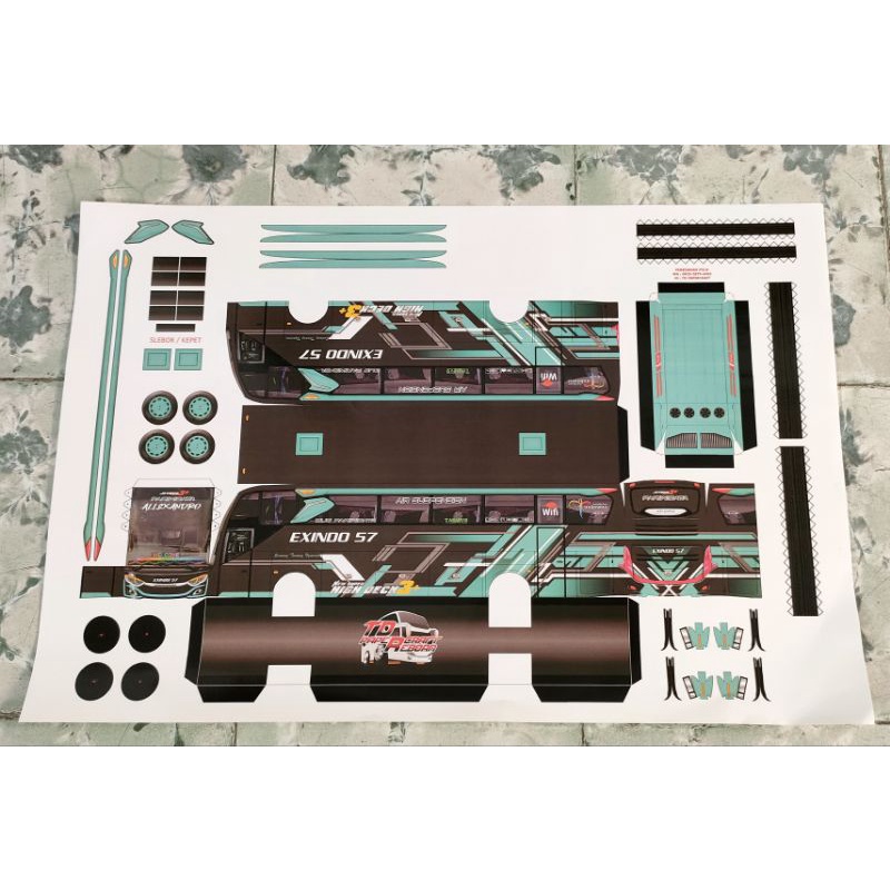 Papercraft Bus Pattern Sheets Po. Exindo 57 Scale JB3+SHD Geprek Single ...
