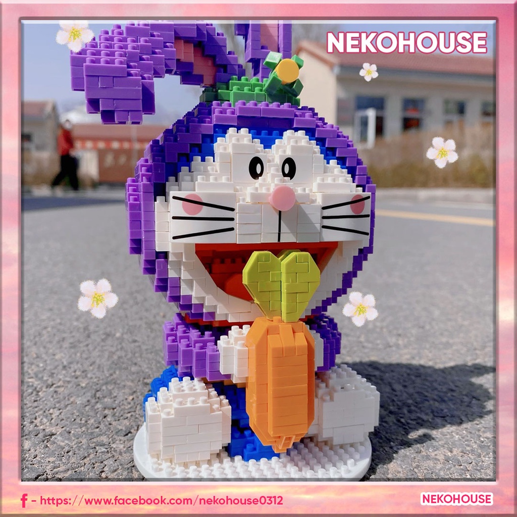 Lego assembly toy Doraemon Purple Rabbit model | Shopee Philippines