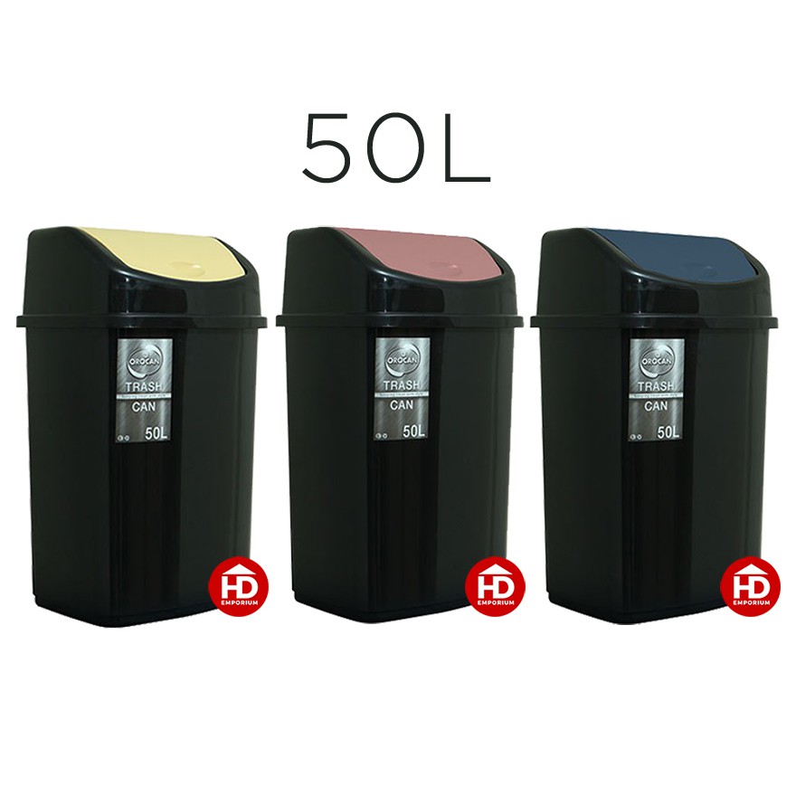 Orocan 50L Trash Can Flip Cover Swing Type #8809 garbage can waste bin ...
