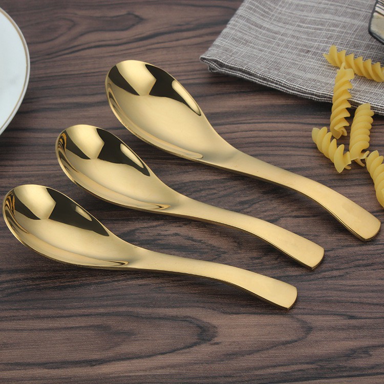 Ready Stock Gold Stainless Steel Rice Spoon Round spoon soup spoon ...