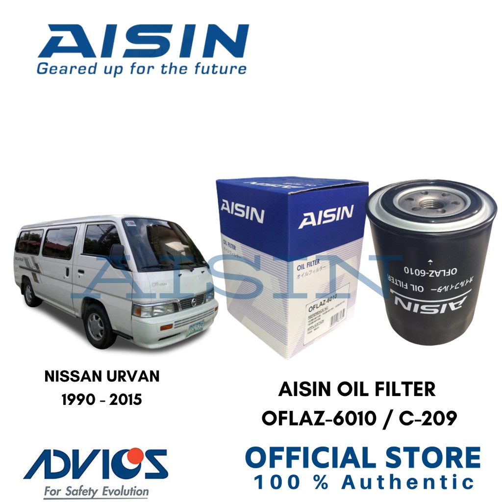 AISIN Oil Filter for Nissan URVAN 1990 - 2015 (OFLAZ-6010 / C-209 ...