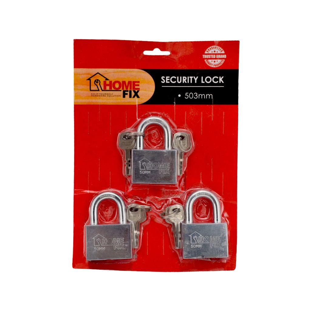 HOMEFIX Padlock, 3-piece Heavy Duty Chrome Security Padlock with Master ...