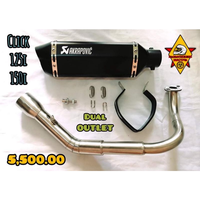 HONDA CLICK 125i/150i AKRAPOVIC DUAL OUTLET FULL EXHAUST SYSTEM ...