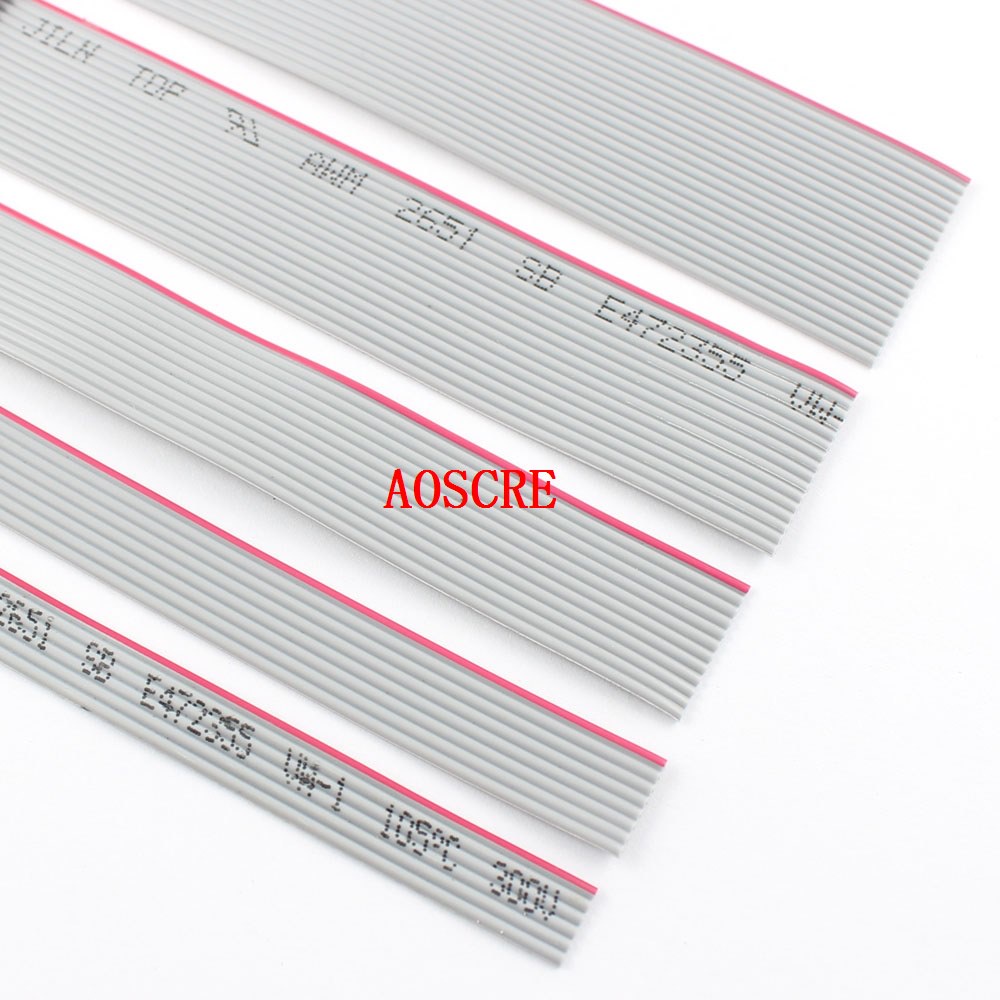 1Meter 1.27mm Pitch 10/12/14/16/18/20/26/30/34/40/50/60/64 Pin Wire Grey Flat Ribbon Cable 28 ...