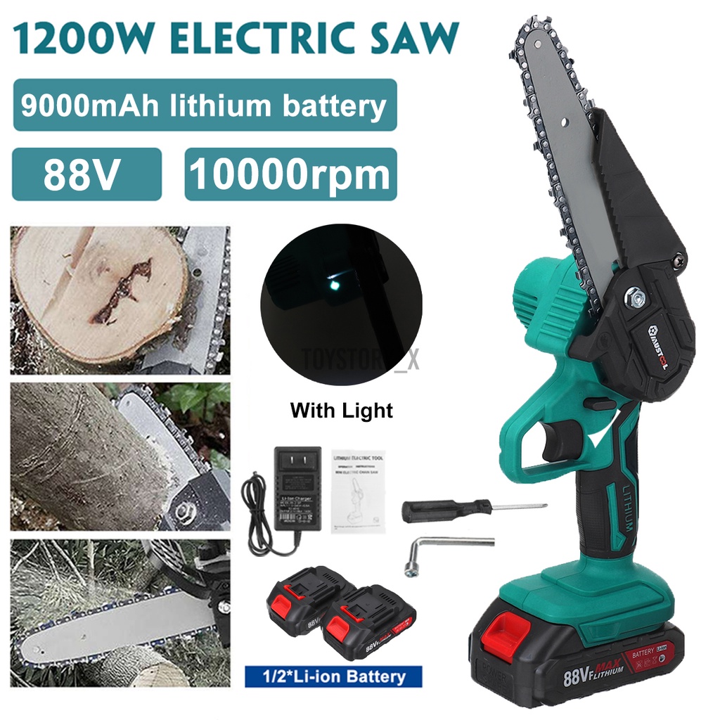 6 Inch 1200W Electric Chain Saw Pruning Chain Saw Cordless Garden Tree ...