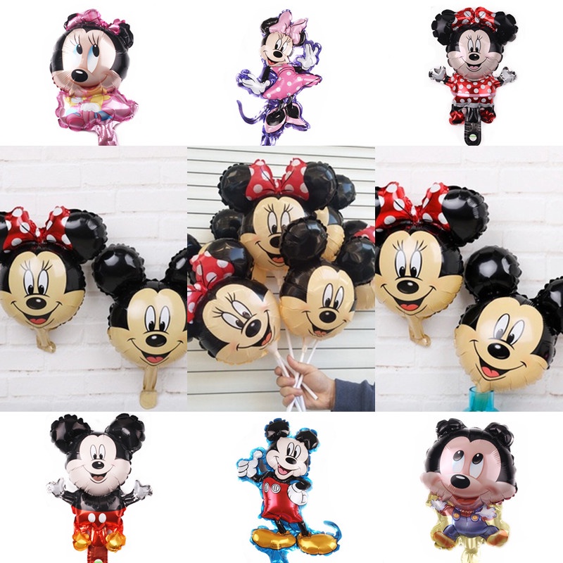 6 pcs/set Mini Mickey and Minnie Head Foil Balloons Mickey Mouse Theme ...