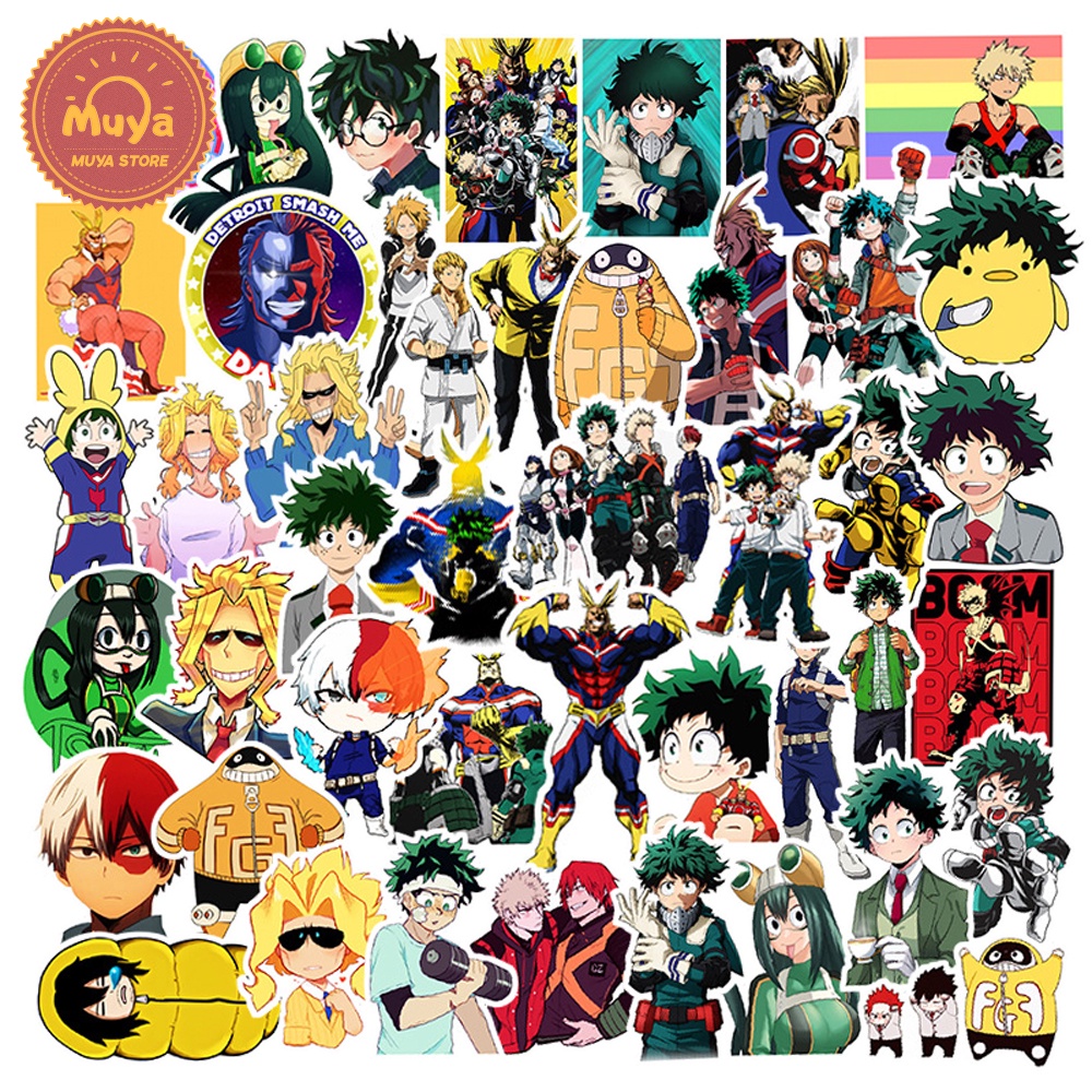 MUYA 50pcs My Hero Academia Stickers Japanese Anime Cartoon Graffiti ...