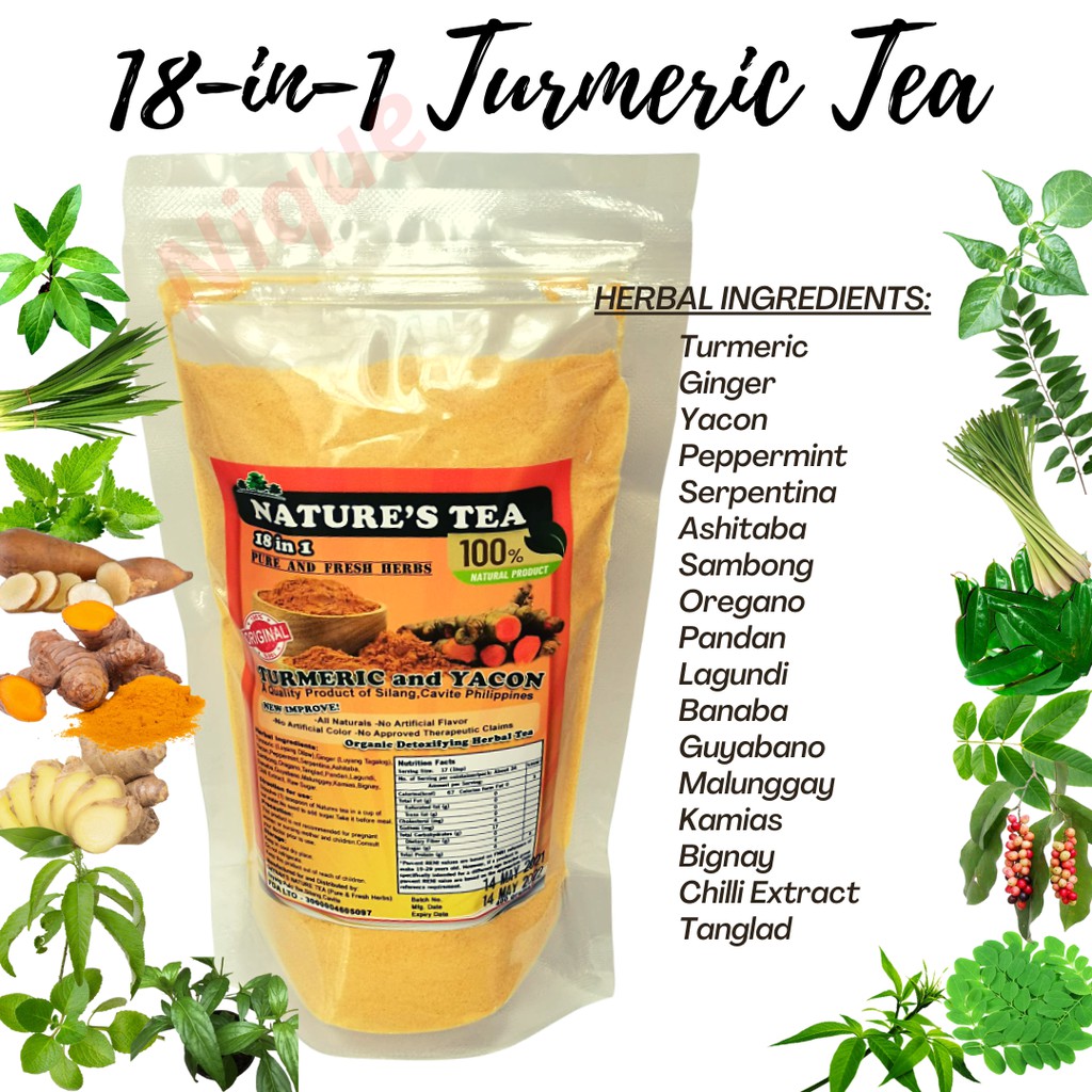 [Nique Store] 100% Organic 18 in 1 Turmeric Herbal Powder Tea - Nature ...