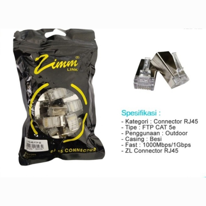 Zimmlink Connector RJ45 FTP/STP Cat5e Connector RJ45 Cat 5e 50pcs ...