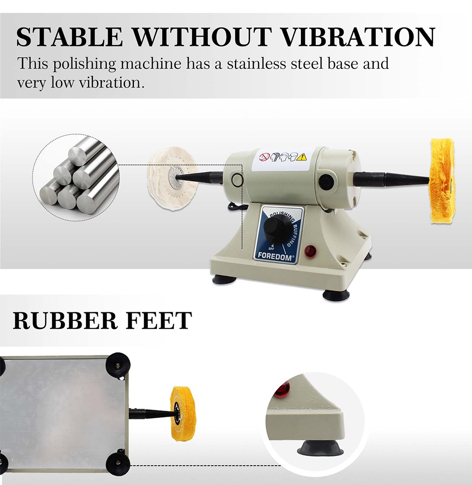 Double-Head Tabletop Cloth Wheel Polisher Small Power Adjustable Speed ...