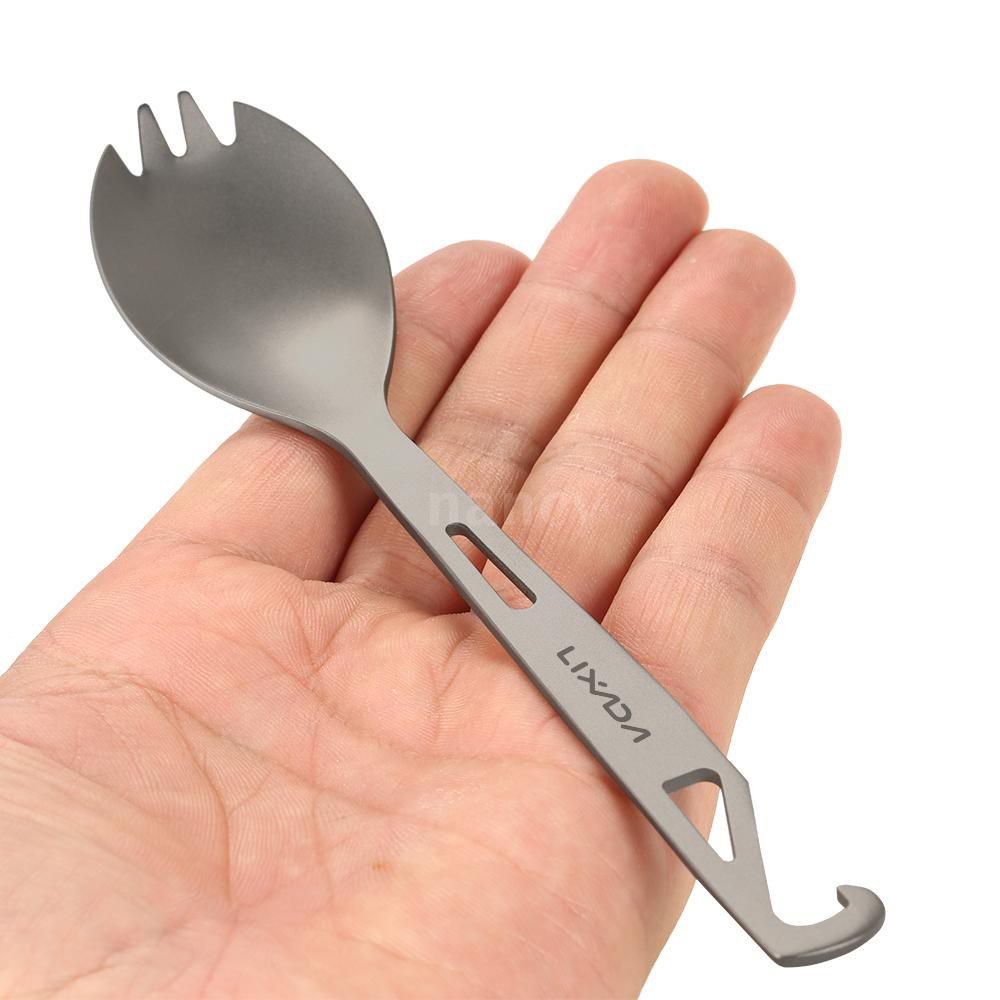 Lixada Half Polished Titanium Spork with Bottle Opener Lightweight ...