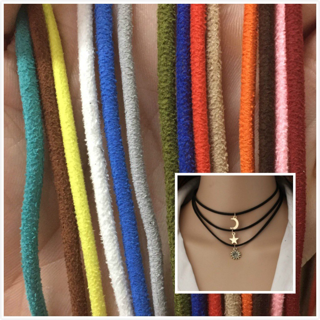 Fashion ROUND Faux Suede 3mm Multi Color Korean Velvet Leather Cord ...
