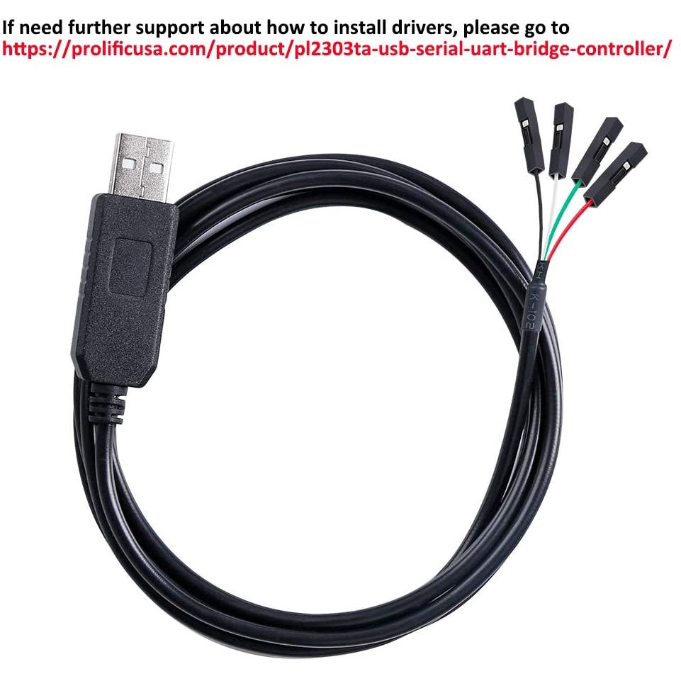 USB to TTL Serial 3.3V Adapter Cable TX RX 4 Pin Female Socket PL2303 ...