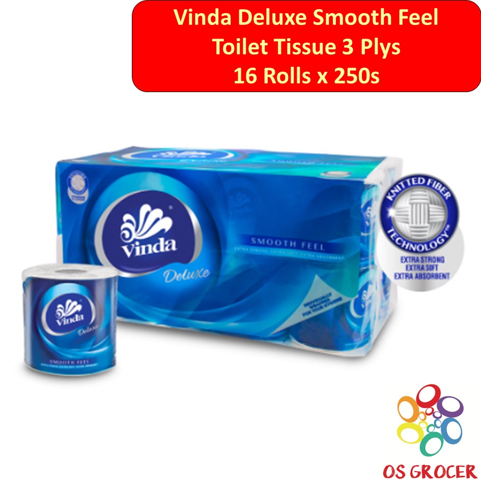 Vinda Deluxe Smooth Feel Toilet Tissue 3 Ply 16 Rolls x 250 Sheets | Shopee Philippines