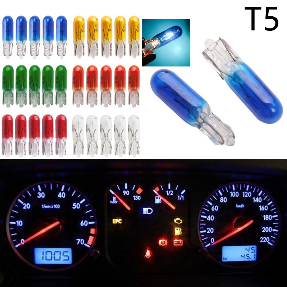 10pcs T5 W2W 12v 1.2w Blue/red/amber/yellow car halogen lamp instrument lights Dashboard bulb ...