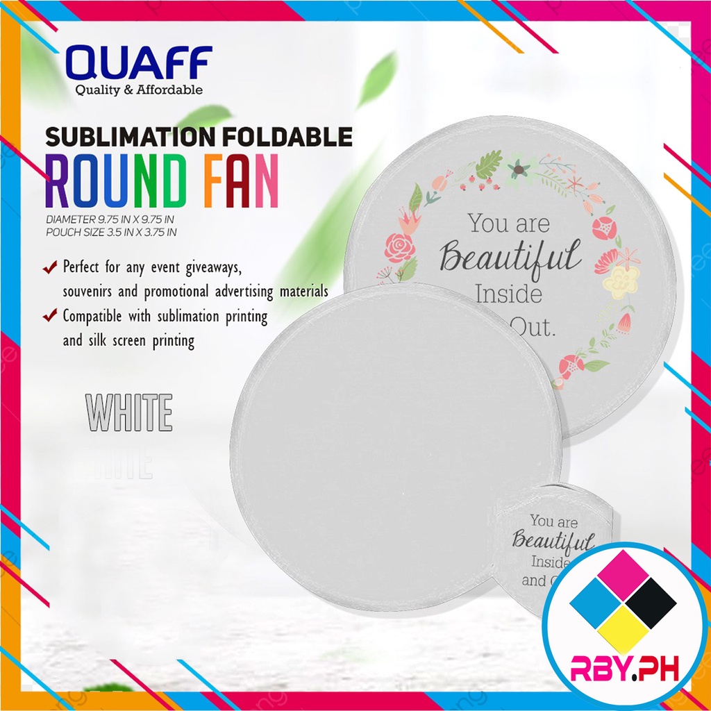50 PCS /100 PCS BLANK SUBLIMATION FOLDABLE ROUND FAN WHITE COLOR ...