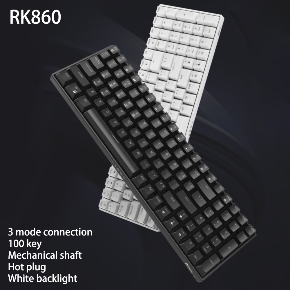 Mechanical Keyboard 100 Keys 3 Connection Modes Wireless Keyboard White ...