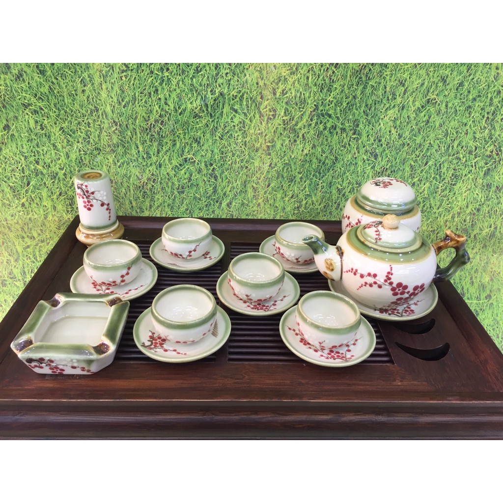Hand-painted Enamel Tree Stump Tea Set - Full Accessories - 400ml ...