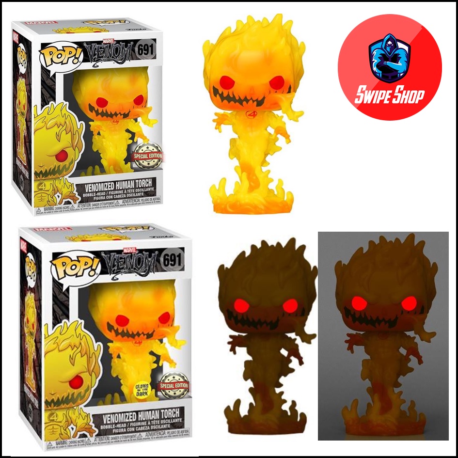 Funko Pop Venomized Human Torch Fantastic Four Glow Chase Exclusive ...