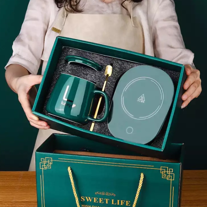 55 Degree Ceramic Mug Warmer Heating Thermos Cup Automatic Smart ...