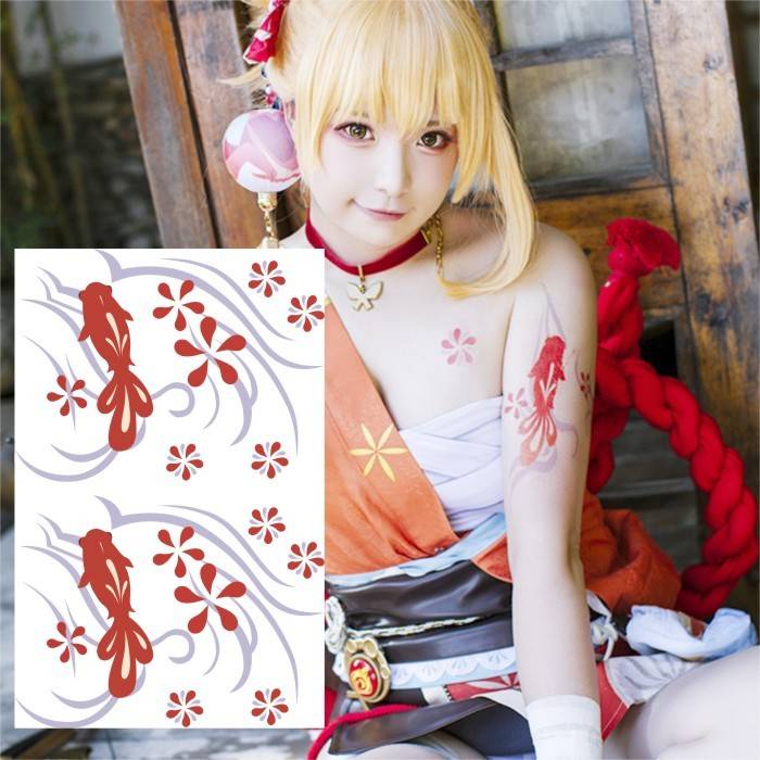 Genshin Impact Cos Yoimiya cosplay game anime tattoo sticker | Shopee ...