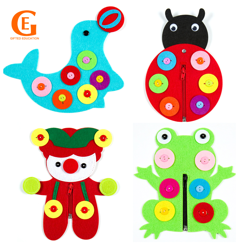 Montessori Button Zipper Toy Kids Fine Motor Skills Training Preschool ...