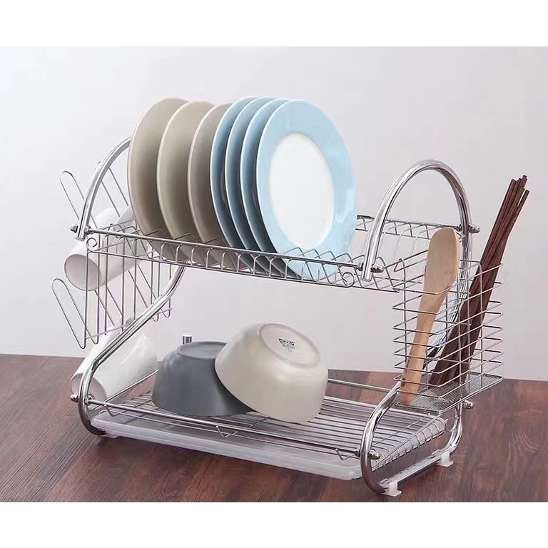 Household dish rack double-layer bowl intestine cup dish drain rack ...