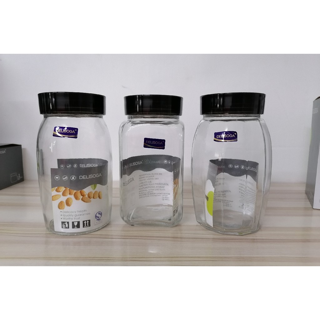Delisoga Deli Glassware Sealed Jar Glass Storage Jar for Food Candy ...