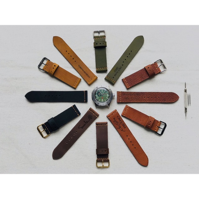 Genuine cowhide watch strap, free name engraved, comes with latch ...