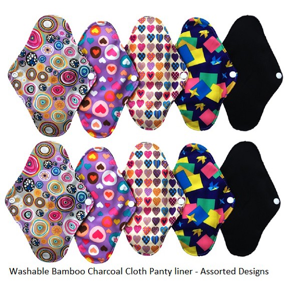 10PCS Washable Organic Bamboo Charcoal Cloth Regular Flow Menstrual ...