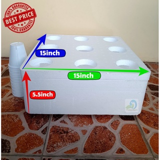 HYDROPONICS 9 HOLES GROW BOX - WITH 9 PCS. STYRO CUPS (WITH SLIT ...