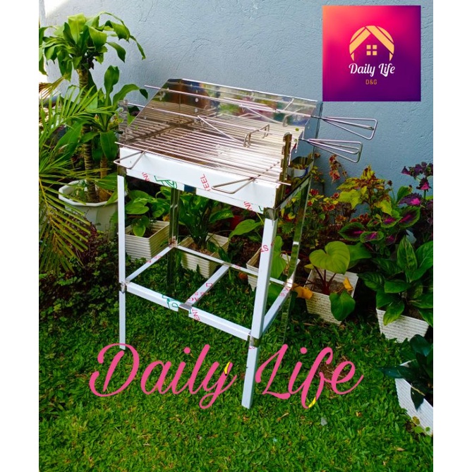 PURE STAINLESS 304 IHAWAN/GRILLER WITH TWO STICKS FOR FISH AND MEAT ...