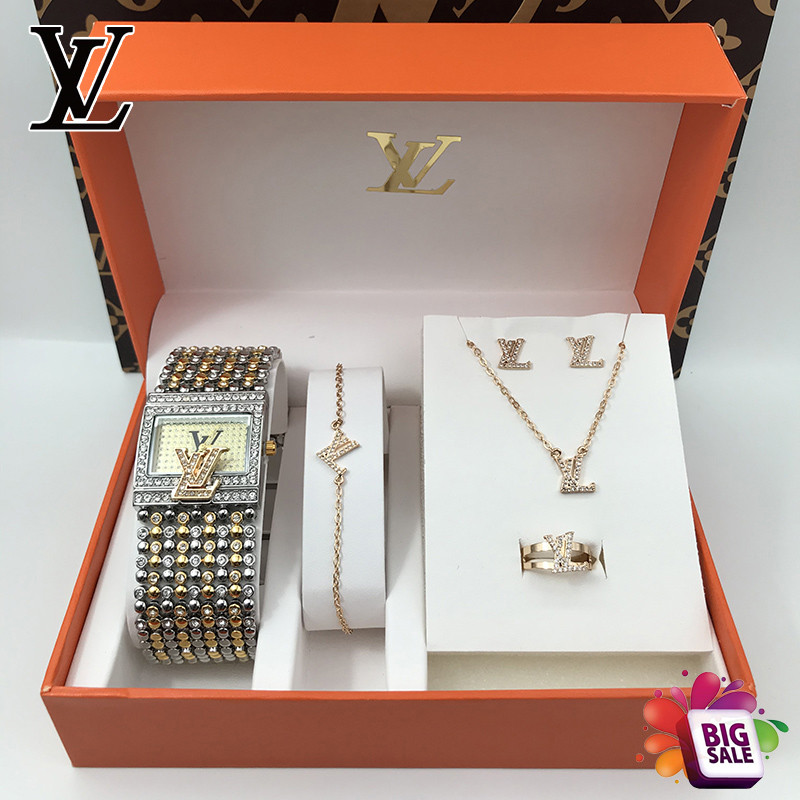 Louis Vuitton LV Watches For Women Set Bangle Earrings Necklace Ring ...