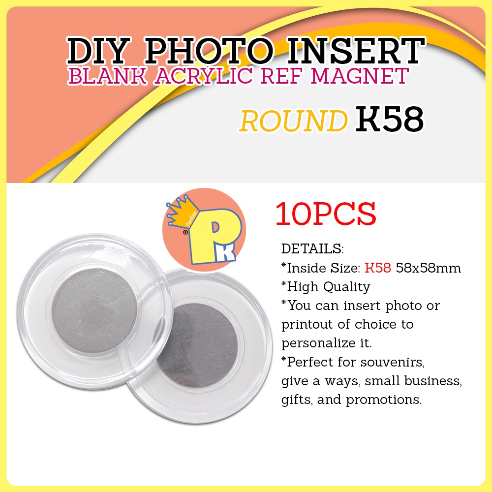 10 pcs round acrylic insert picture ref magnetic 58 mm | Shopee Philippines