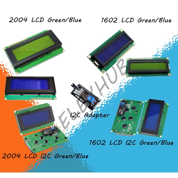 LCD 1602 2004 I2C Blue Yellow Display Module I2C Adapter Arduino | Shopee Philippines