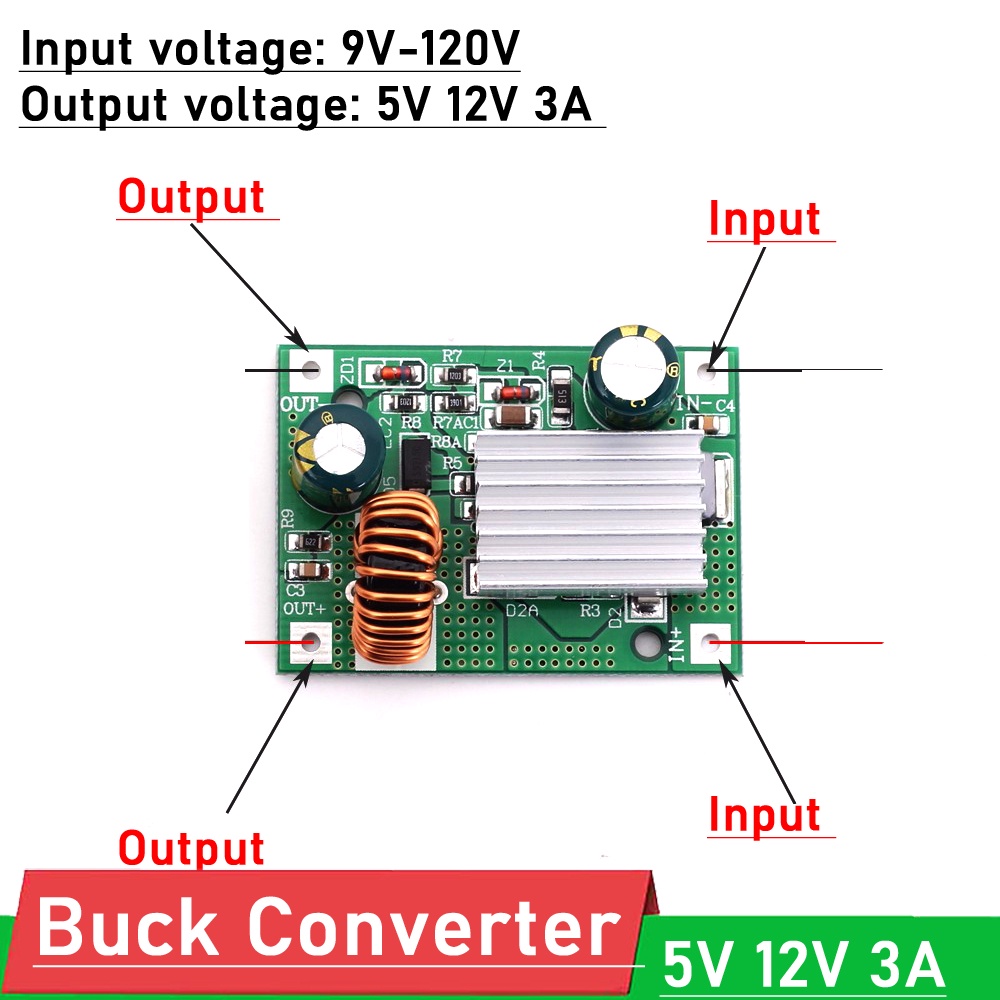 30W DC-DC Buck Converter 9V-120V 96V 84V 72V 60V 48V 36V 24V to 12V 5V 3A CC CV Step down ...