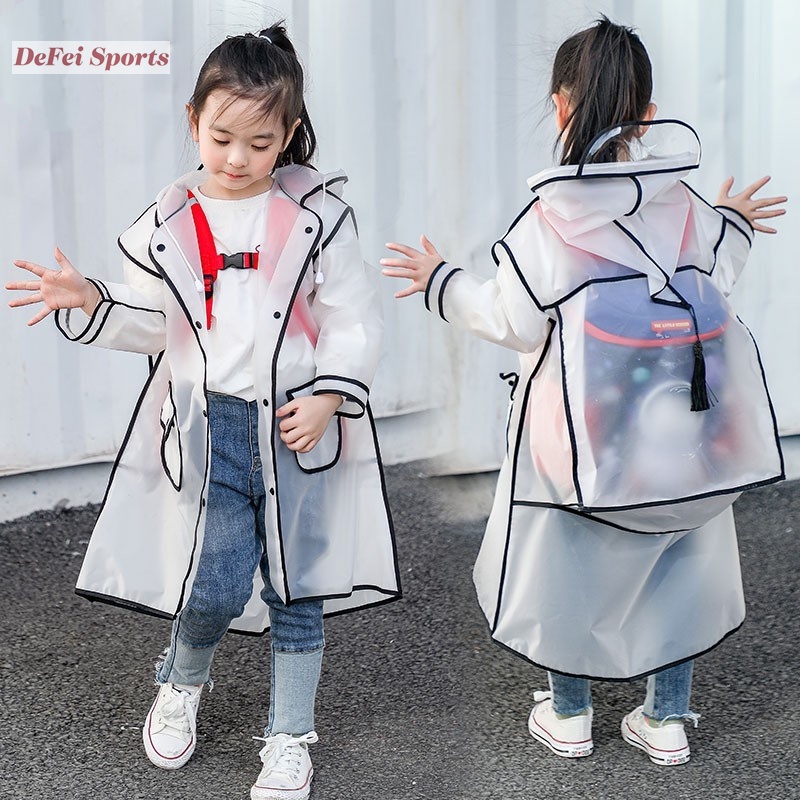 EVA Kids Children Waterproof Raincoat Transparent Plastic Jacket Coat ...
