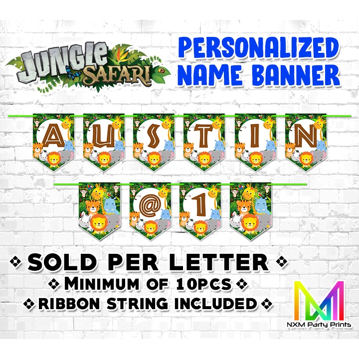 JUNGLE SAFARI Name Banner Banderitas diy birthday decor | Shopee ...
