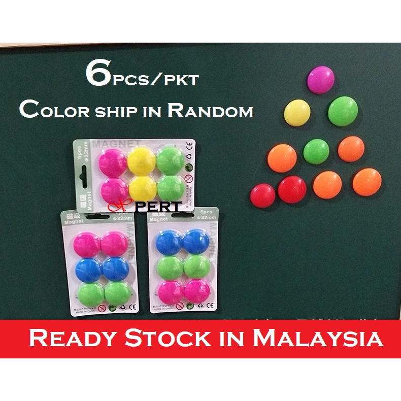 BIG 32MM 6pcs Magnet Colorful Button Memo Holder diameter note ...