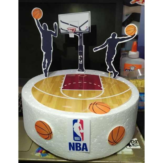 customized photo printed cake toppers basketball court players themed ...