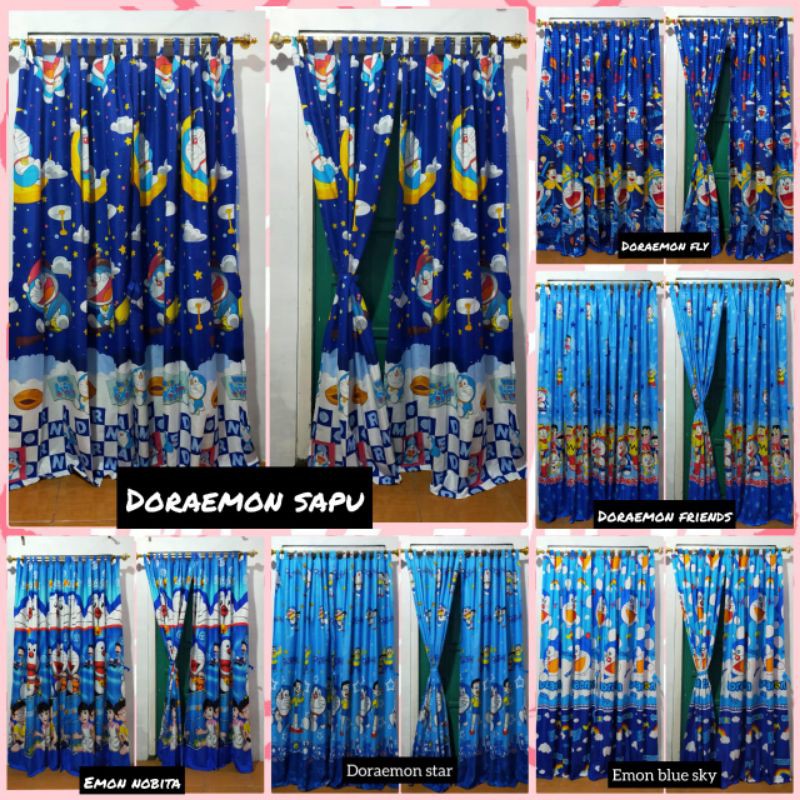 Ready Door Curtains / Window Motif Doraemon Star / Dora Genah / Happy ...