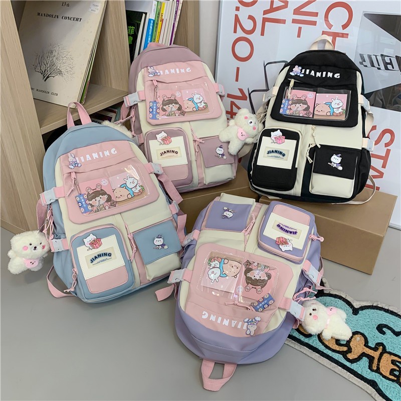 Harajuku Style Women Backpack Kawaii Pendant Shcool Bag For Teenage ...